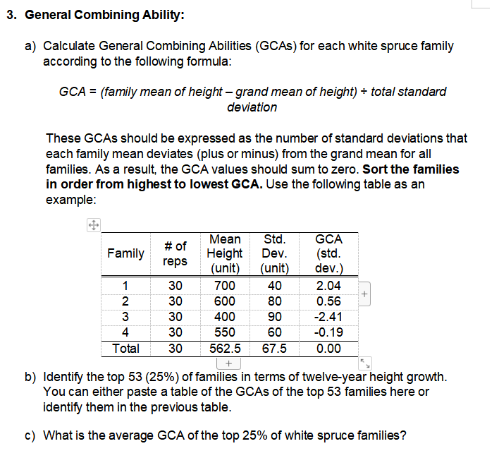 3. General Combining Ability: a) Calculate General | Chegg.com