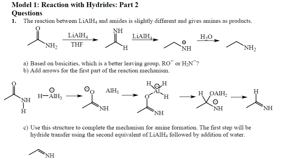 Solved Model 1: Reaction with Hydrides: Part 2 Questions 1. | Chegg.com