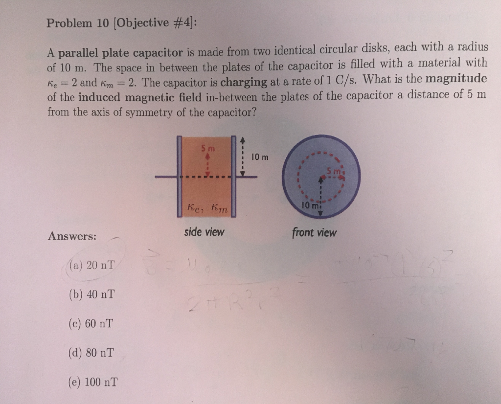 Solved Problem 10 Objective #4: A parallel plate capacitor | Chegg.com