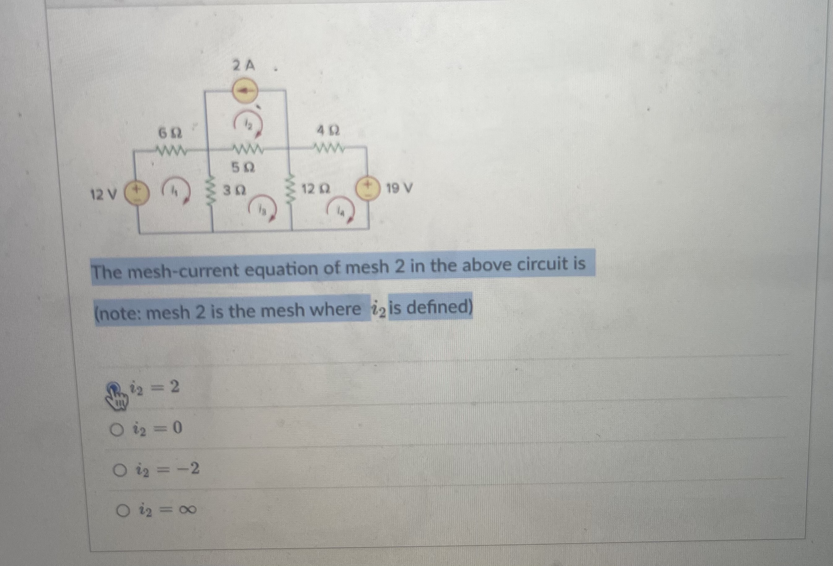 Solved The mesh-current equation of mesh 2 in the above | Chegg.com