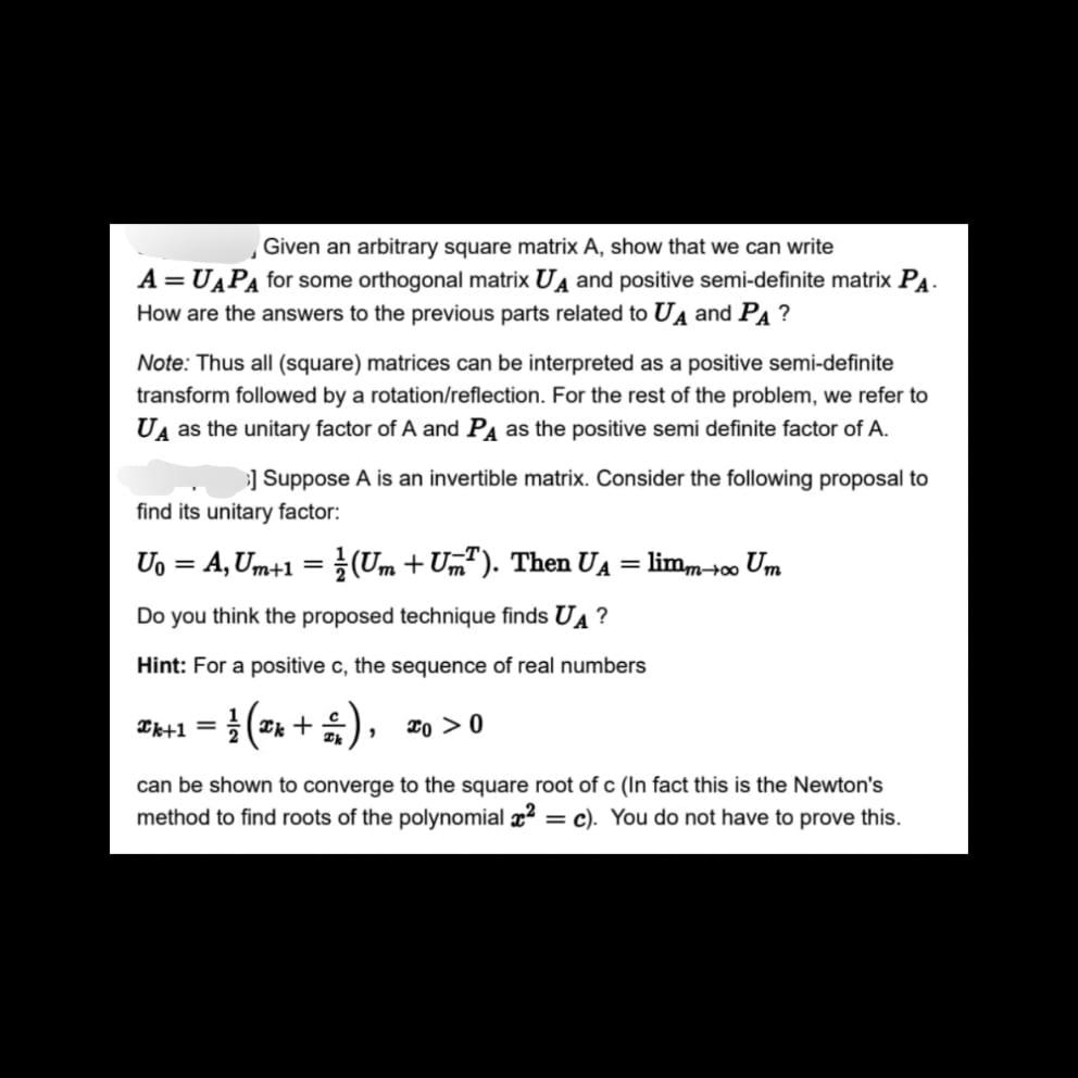 Given an arbitrary square matrix A, show that we can | Chegg.com