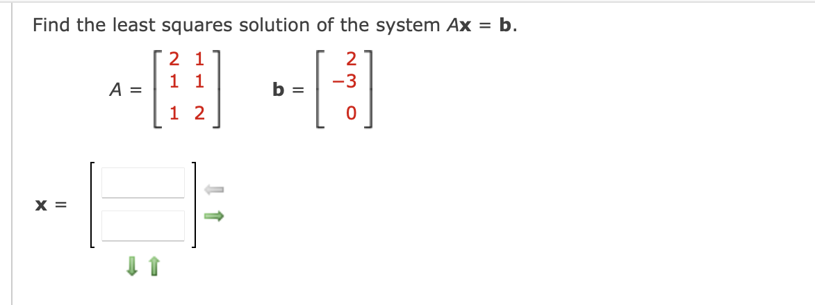 Solved Find the least squares solution of the system Ax = b. | Chegg.com