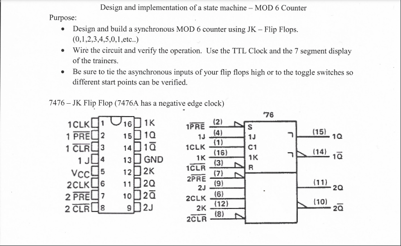 Solved Design and implementation of a state machine - MOD 6 | Chegg.com