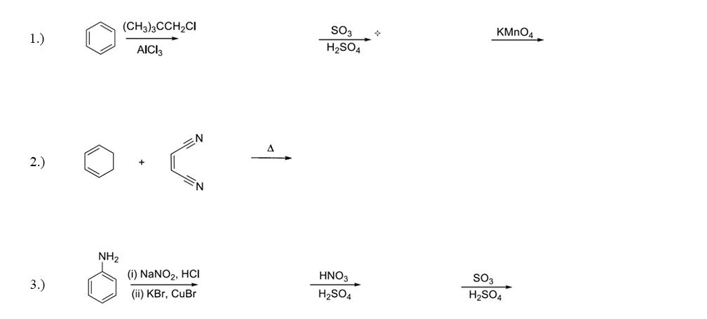 Solved (CH3)3CCH2CI KMnO4 1.) SO3 H2SO4 AICI: N A 2.) N NH2 | Chegg.com