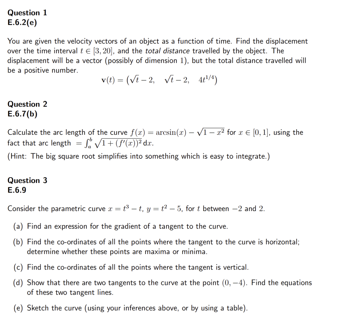 Solved Question 1E.6.2(e)You are given the velocity vectors | Chegg.com