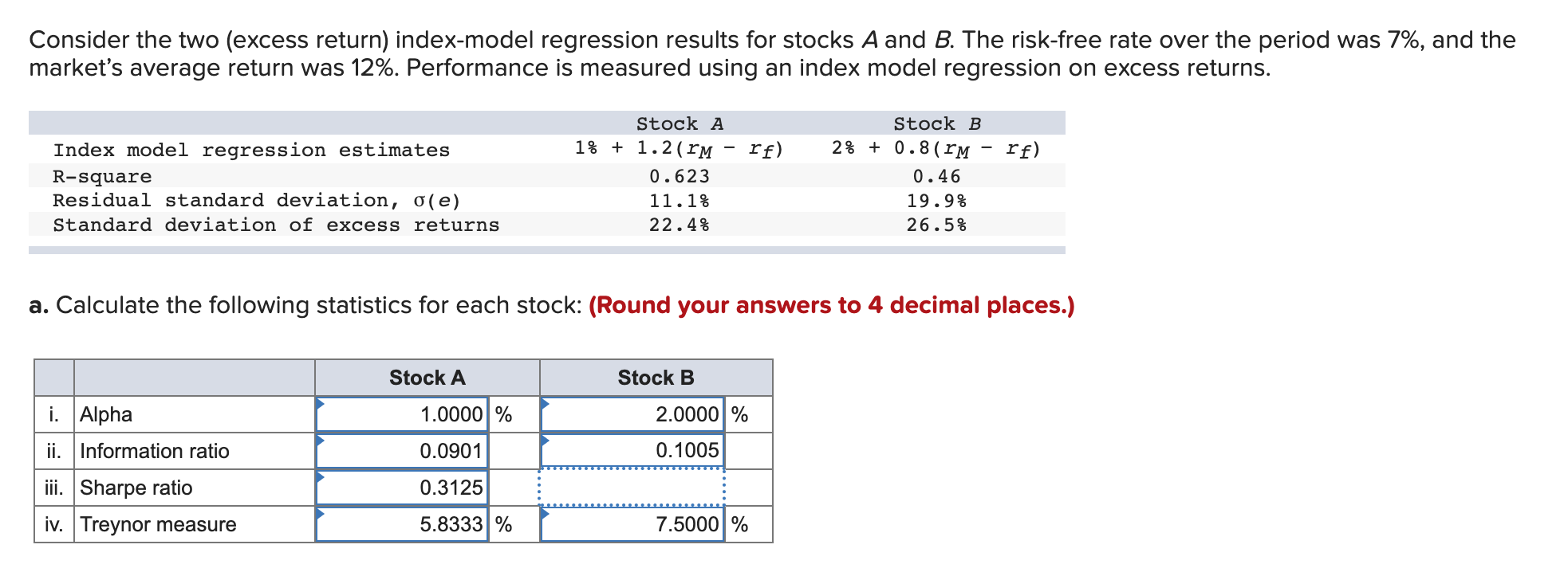Solved Consider the two (excess return) index-model | Chegg.com