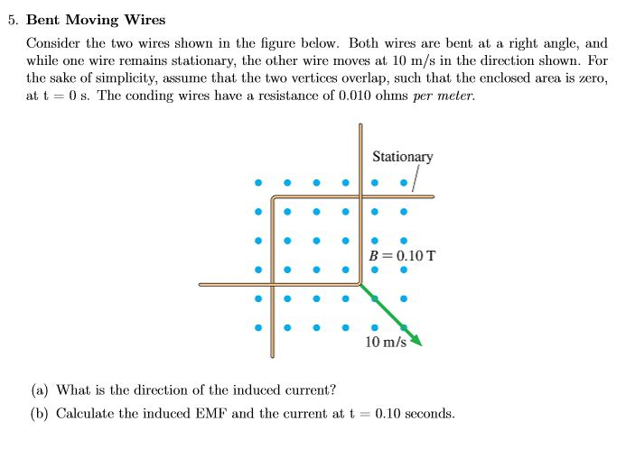 Solved 5. Bent Moving Wires Consider the two wires shown in | Chegg.com