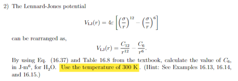 Solved 2) The Lennard-Jones potential | Chegg.com