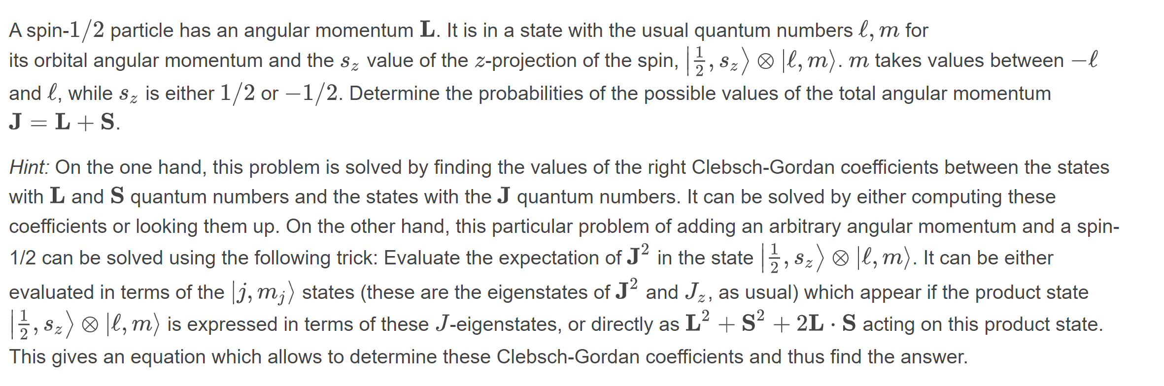 Solved A spin-1/2 particle has an angular momentum L. It is | Chegg.com