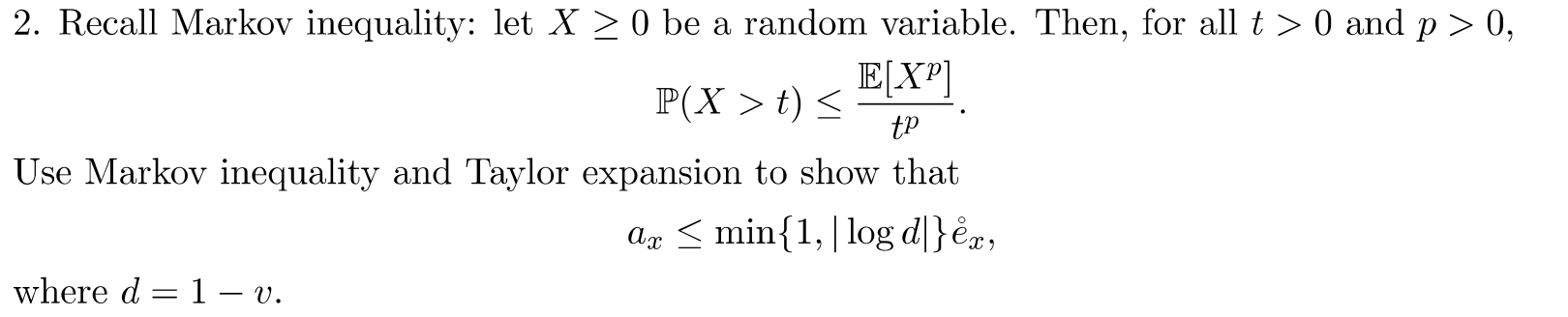2 Recall Markov Inequality Let X≥0 Be A Random 