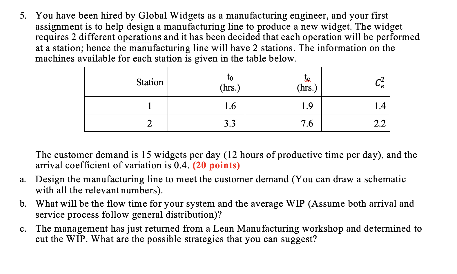 Solved 5. You have been hired by Global Widgets as a | Chegg.com