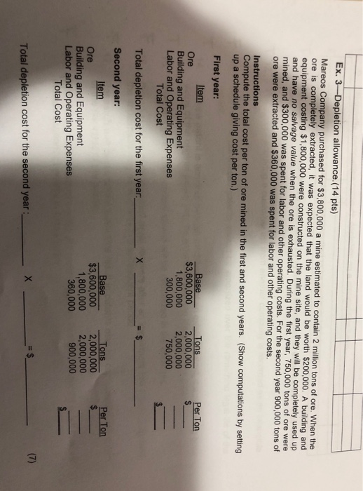 Solved Ex. 3-Depletion allowance.(14 pts) Mareos Company | Chegg.com