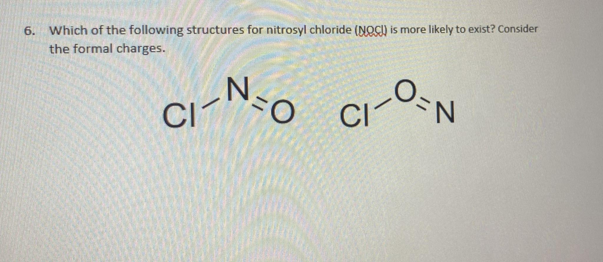 Solved Which of the following structures for nitrosyl | Chegg.com
