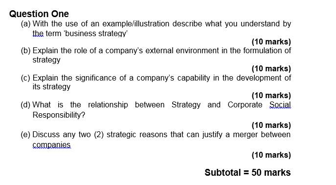 Solved Question One (a) With the use of an | Chegg.com