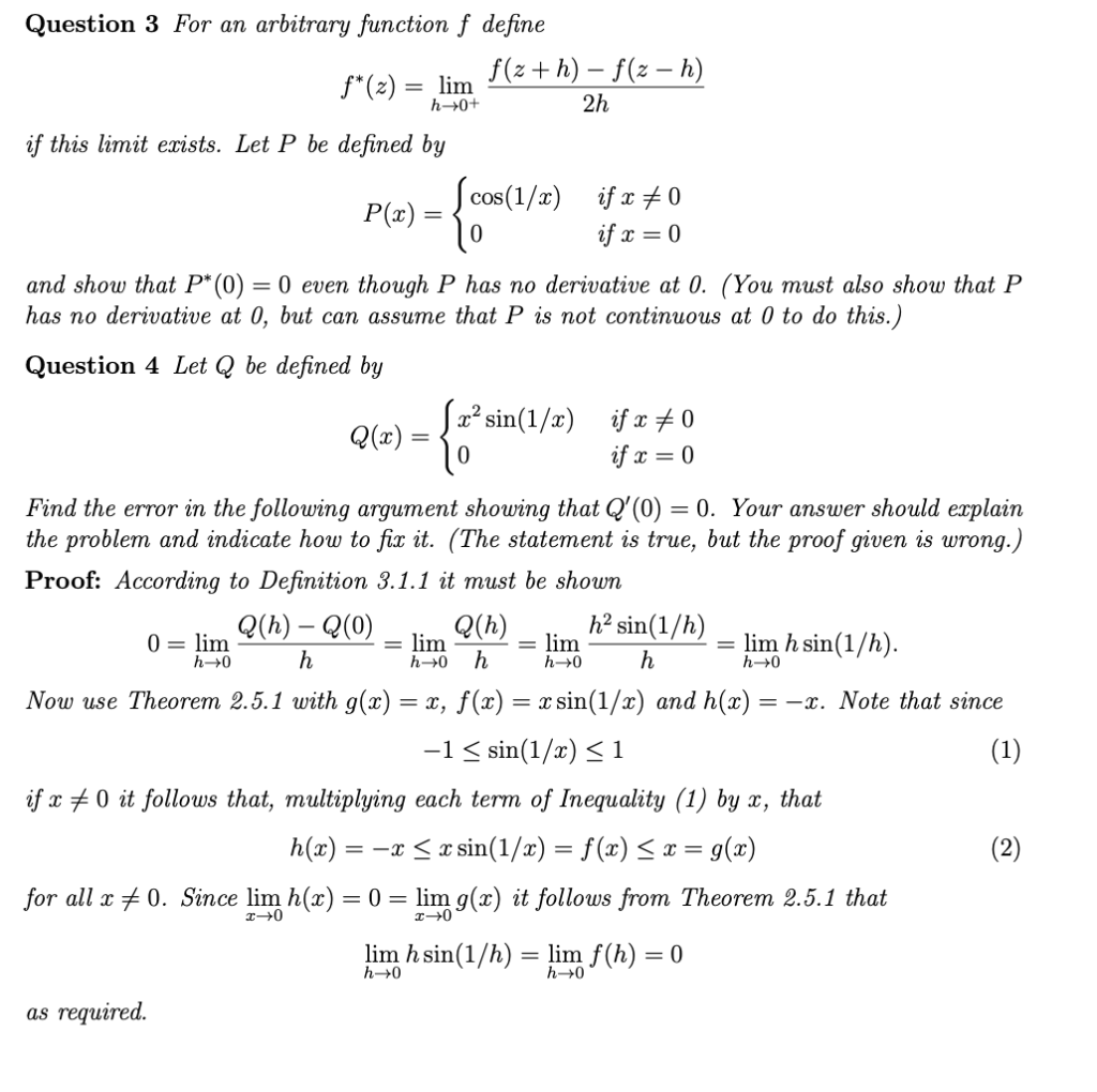 Solved Question 3 For an arbitrary function f define | Chegg.com