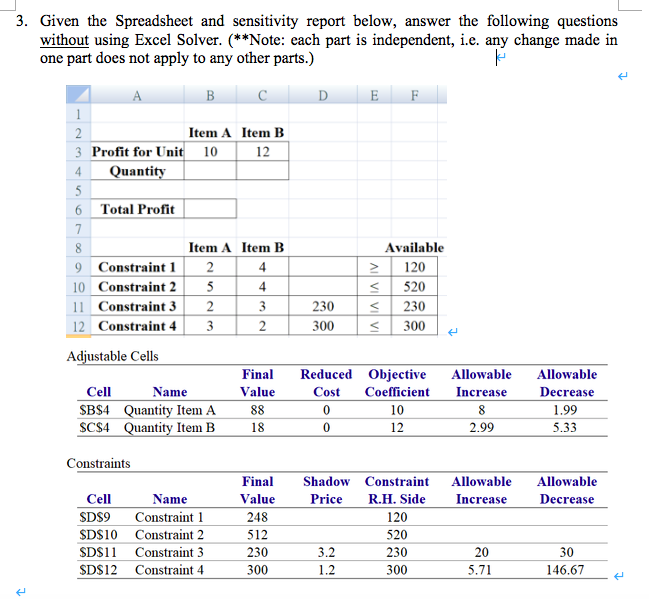 Solved The shadow price and allowable range for constraint 1 | Chegg.com