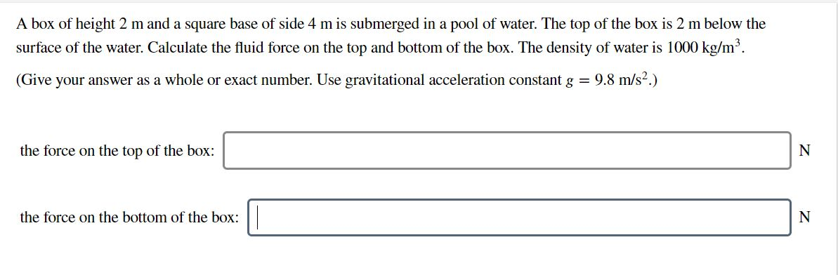 Solved A box of height 2 m and a square base of side 4 m is | Chegg.com