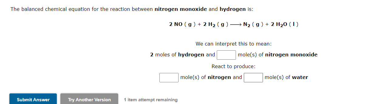 Solved The balanced chemical equation for the reaction | Chegg.com