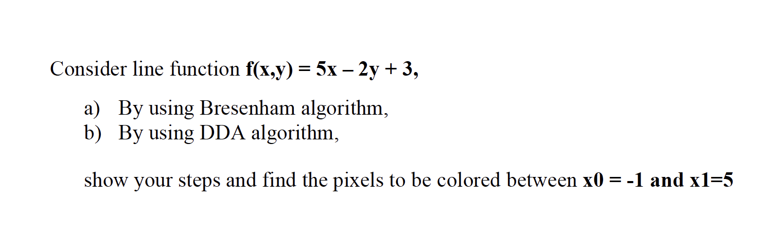 Solved Consider line function f(x,y)=5x−2y+3, a) By using | Chegg.com