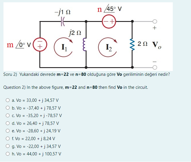 Solved Soru 2) Yukarıdaki devrede m=22 ve n=80 olduğuna göre | Chegg.com