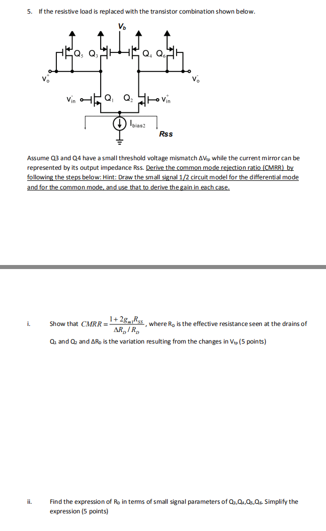 The CMOS differential input pair circuit shown in the | Chegg.com