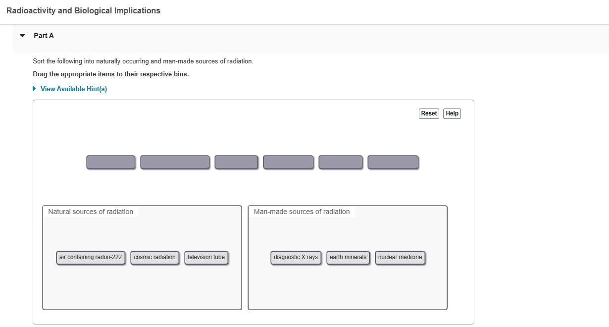 Solved Radioactivity and Biological Implications Part A Sort | Chegg.com