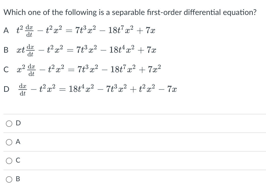Solved Which one of the following is a separable first-order | Chegg.com