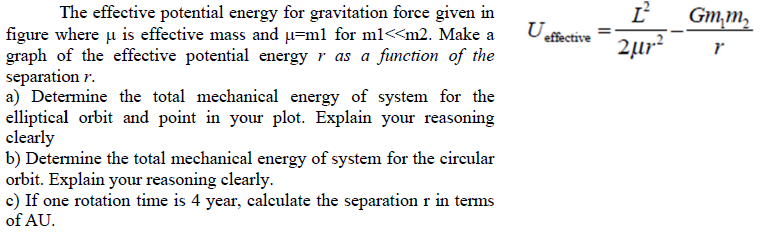 Solved [" Gmm2 U effective 2ur? r The effective potential | Chegg.com