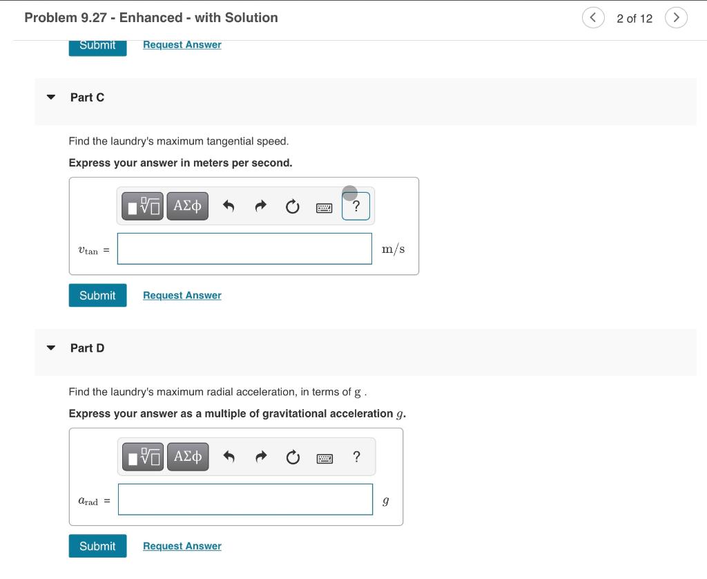 Solved The spin cycles of a washing machine have two angular | Chegg.com