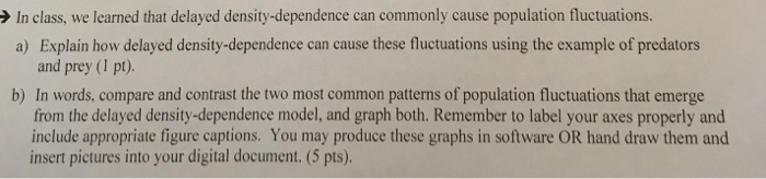 Solved In class, we learned that delayed density-dependence | Chegg.com