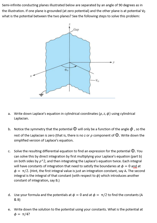 Solved Semi-infinite conducting planes illustrated below are | Chegg.com