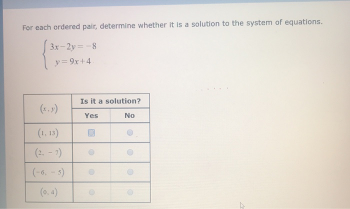 Solved For each ordered pair, determine whether it is a | Chegg.com