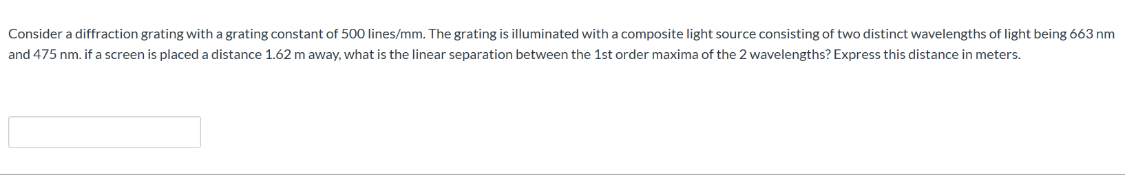 Solved Consider a diffraction grating with a grating | Chegg.com