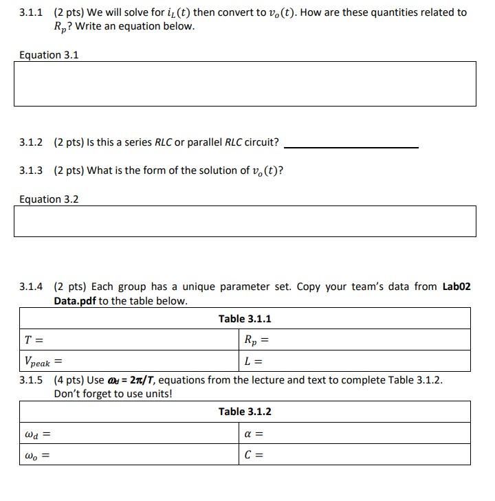 Solved This Second Order Rlc Circuit Represents A