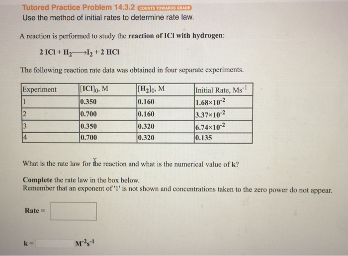 Solved Use The Method Of Initial Rates To Determine Rate