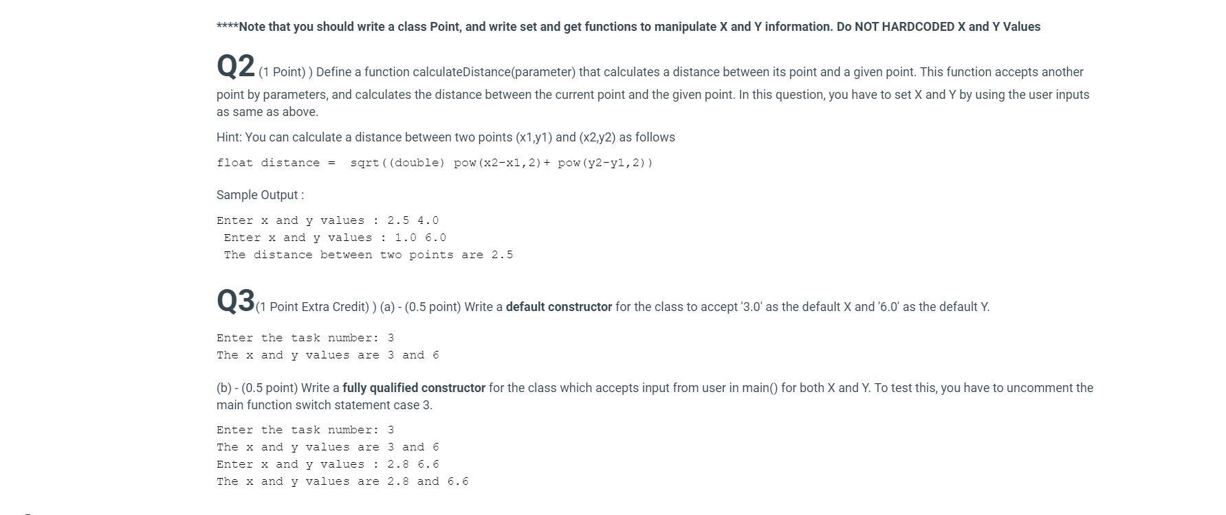 Solved ****Note that you should write a class Point, and | Chegg.com
