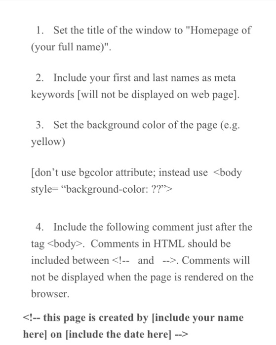 Solved Your task is to create a home page for yourself. Do | Chegg.com