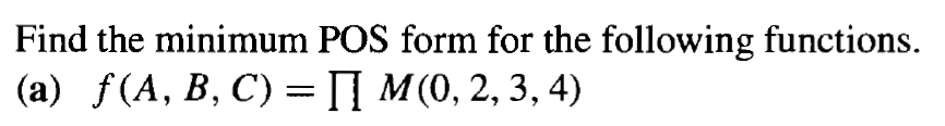 Solved Find the minimum POS form for the following | Chegg.com