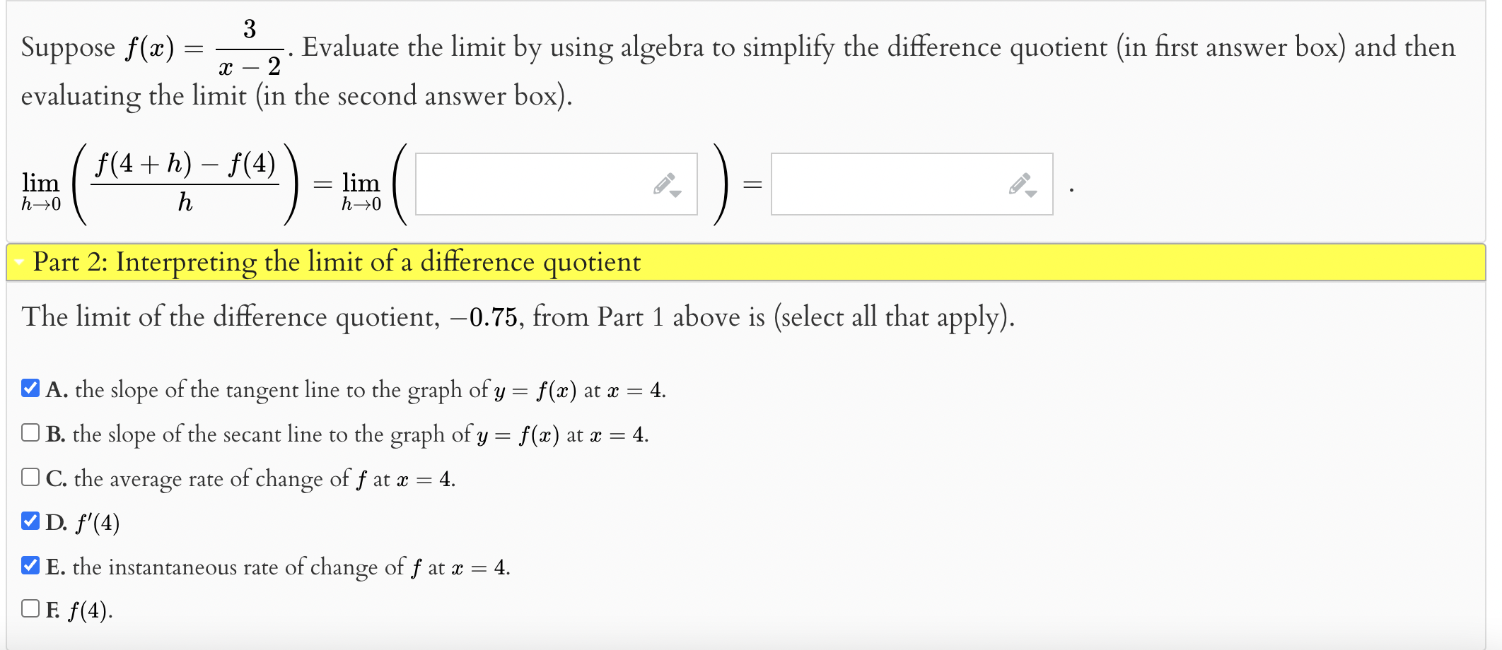 Solved Suppose f(x)=x−23. Evaluate the limit by using | Chegg.com