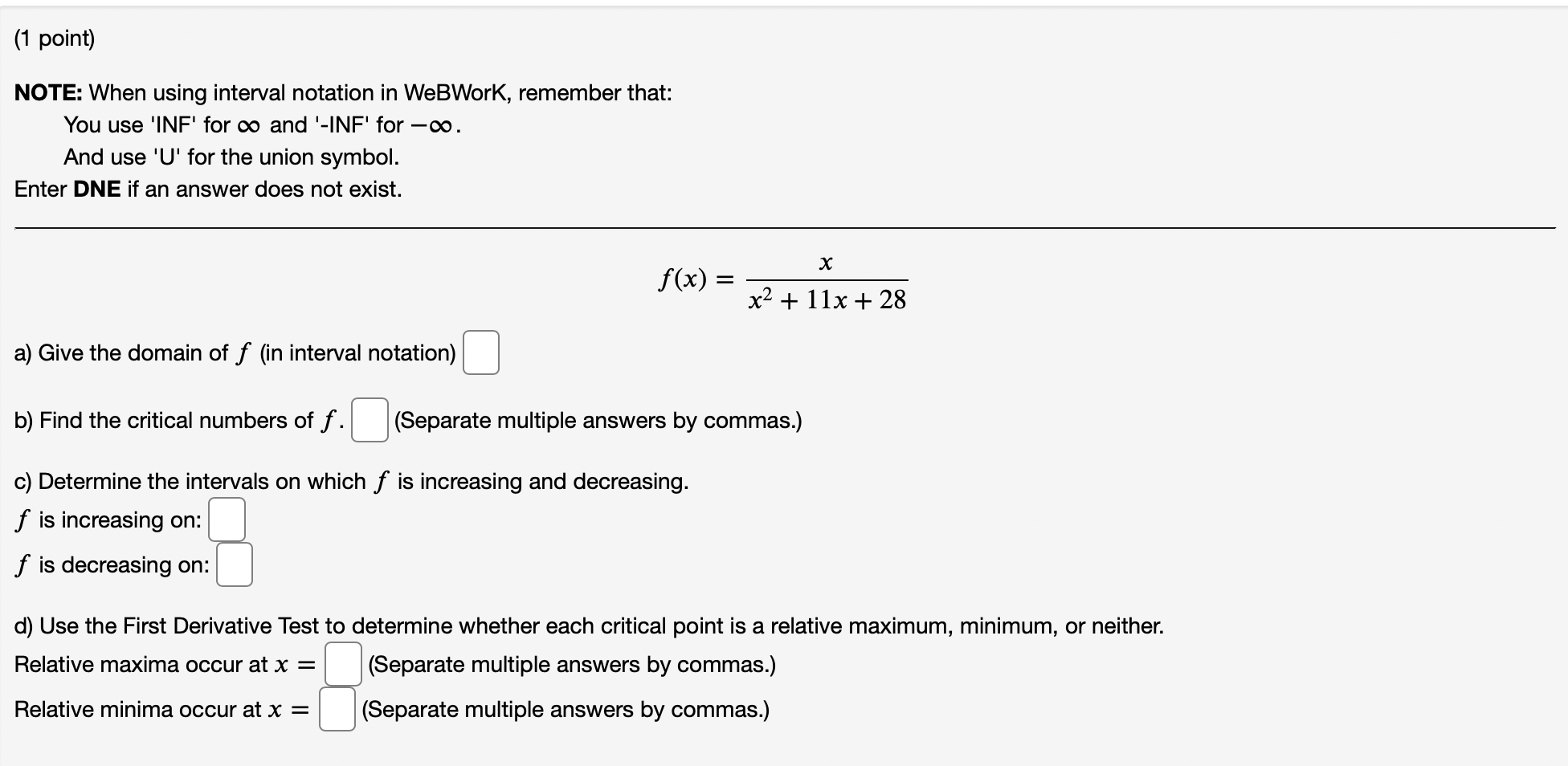 Solved (1 point) NOTE: When using interval notation in | Chegg.com