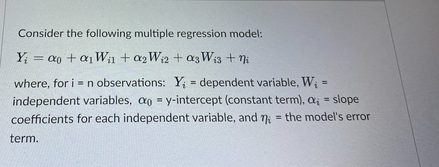 Solved Consider the following multiple regression model: | Chegg.com