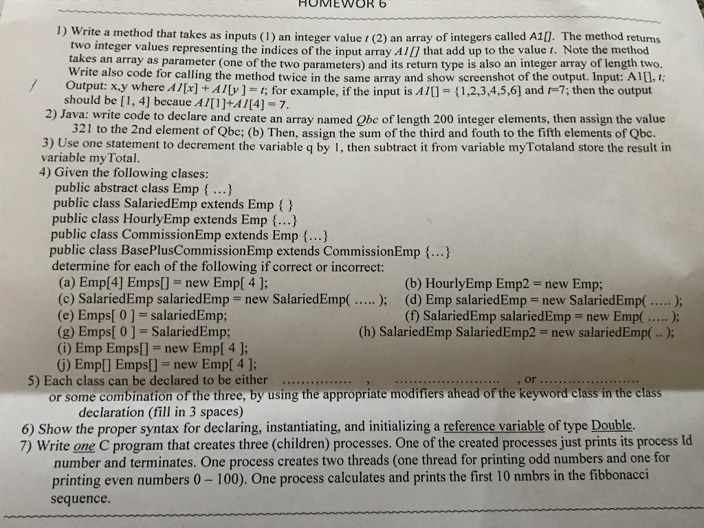 HOMEWOR 6 rite a method that takes as inputs (1) an | Chegg.com