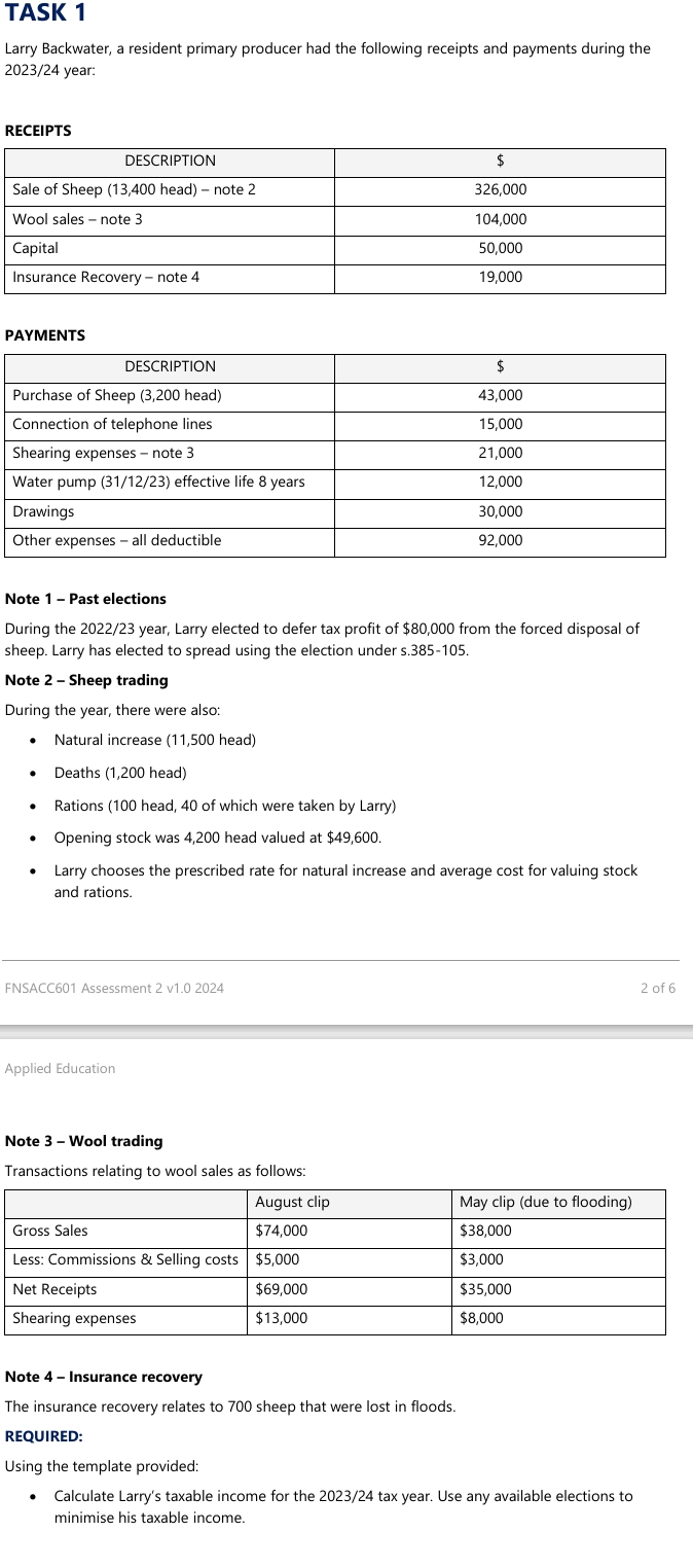 Solved TASK 1 ﻿Larry Backwater, a resident primary producer | Chegg.com
