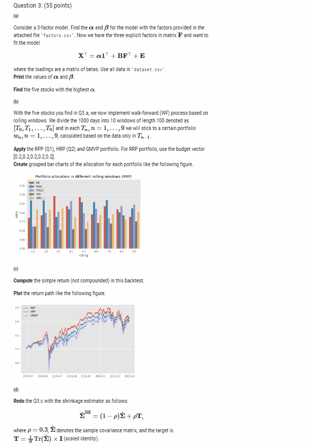 (a) Consider a 3 -factor model. Find the α and β for | Chegg.com