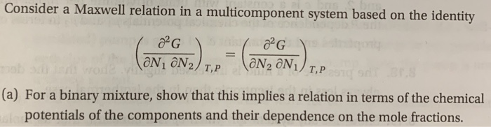 Consider a Maxwell relation in a multicomponent | Chegg.com