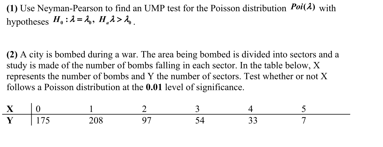 (1) Use Neyman-Pearson to find an UMP test for the | Chegg.com