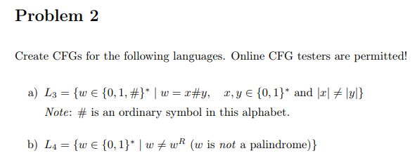 Solved Create CFGs for the following languages. Online CFG | Chegg.com