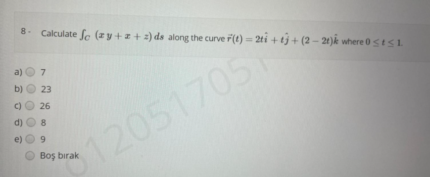 Solved 8- Calculate Sc (my++z) ds along the curve F(t) = 2tî | Chegg.com