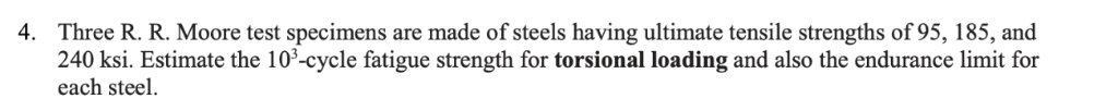 Solved 4. Three R. R. Moore test specimens are made of | Chegg.com