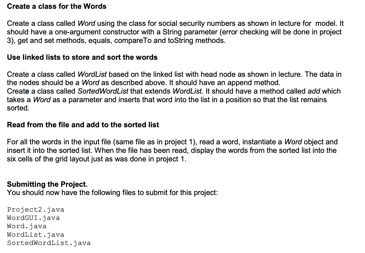 Solved Create a class for the Words Create a class called | Chegg.com